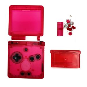 cowhilan replacement clear full housing shell case compatible with gameboy advance sp gba sp console, send with game card shell, transparent red