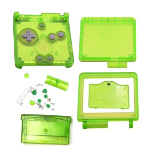 cowhilan replacement clear full housing shell case compatible with gameboy advance sp gba sp console, send with game card shell, transparent green