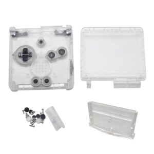 cowhilan replacement clear full housing shell case compatible with gameboy advance sp gba sp console, send with game card shell, transparent