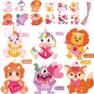 gersoniel 24 sets of valentines day craft kits valentines ornament diy animals crafts valentine diy ornaments stickers for kids valentine class game activities and valentines day decorations,6 styles