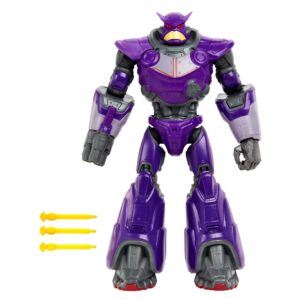 mattel disney pixar lightyear action figure, blaster attack zurg with lights, sounds, blaster & 3 projectiles, 12-inch scale