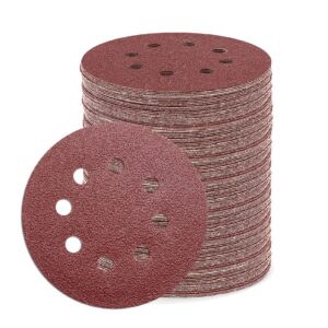 zehiq 110 pieces 5 inch sanding disc 400 grit, 8 holes hook & loop sandpaper, random orbital sand paper for automotive paint polishing and wood working