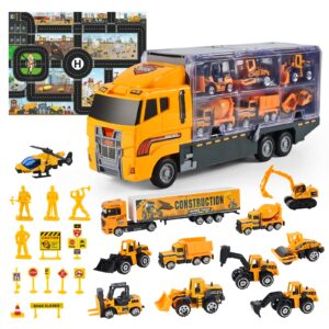 hapavis cars toys for kids construction trucks 26 in 1 diecast engineering vehicles toy set with playmat for children boys kids 3 4 5 6 years old