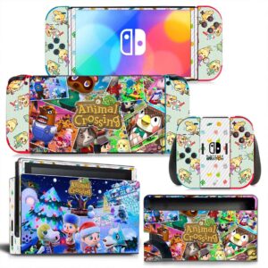 innageek - protective skin sticker vinyl for nintendo switch oled animal crossing christmas