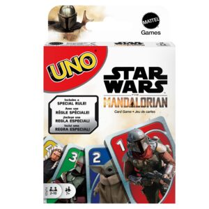 star wars uno the mandalorian, card games, themed deck & special rule, gift for kid, adult & family game nights, ages 7 years old & up, 2-10 players, hjr23