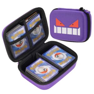 rhcom carrying case compatible with pm cards, gifts for boys, cards storage box fits yugioh, magic mtg cards and pm, holds 500 cards(purple)