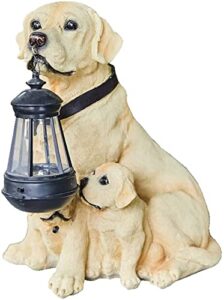 lthdd outdoor labrador family statue with solar lights,windproof lamp for home garden decoration,lifelike dog figurine decoration,solar lantern dog garden statues