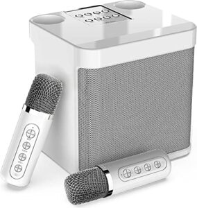 karaoke machine for adults and kids, portable bluetooth karaoke speaker for tv, with 2 wireless microphones pa speaker system for indoor outdoor party, family party singing