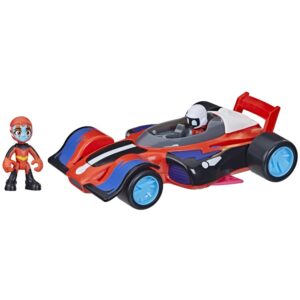 pj masks animal power flash cruiser, converting toy car with lights, sounds and action figure, superhero toys, preschool toys for 3 year old boys and girls and up