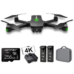 untei drones with camera for adults 4k, gps auto return home, optical flow positioning, brushless motor, headless mode, 46mins flight time