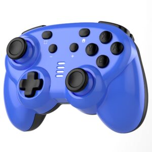 talkworks mini wireless controller for nintendo switch and switch oled - rechargeable battery, 6-axis motion control and vibration - ergonomic design, lightweight and compact for all ages - blue