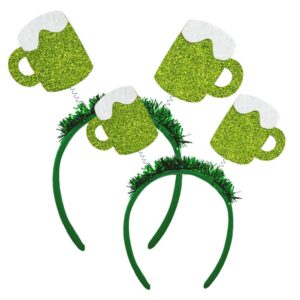 estivaux 2 pcs st. patrick's day headbands, glitter green headwear tassel hair accessories holiday hair hoops for saint patrick's day decorations custome cosplay party supplies