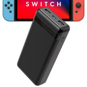 talkworks nintendo switch power bank 20,000mah - portable charger power battery pack with usb ports and led battery indicator - compact easy-to-carry external battery supply with 3ft usb-c cable