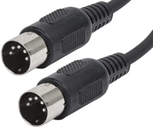 c&e 6 feet (ft) midi cable with 5 pin din connector, black (3 pack)