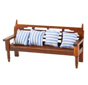 1:12 miniature bench couch sofa vintage wooden recliner chair with cushions mini house furniture accessories