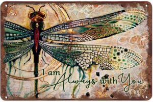 tgby i am always with you vintage dragonfly sign wood sign wall hanging decor retro plaque for home garden cafe retro sign 6x12inch