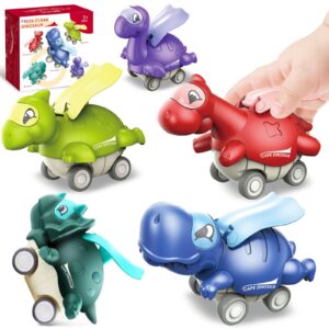 dinosaur car press and go toddler toys pull back vehicles for boys and girls age 3 and up 5 pcs car race for kids