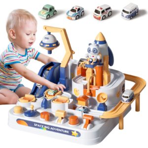 toys for 3 year old boys car rescue adventure race track for toddler kids ages 3 4 5 6 7 boy girl space theme car playset educational learning preschool bithday present