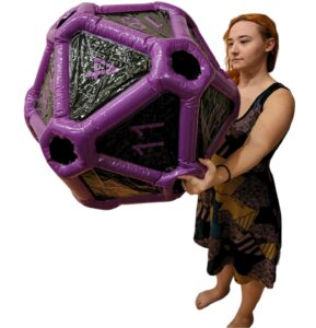 large d20 dice inflatable extra large giant gaming dnd tabletop rpg roleplaying dungeons and dragons (black and purple)