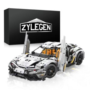 zylegen race car building toy set,collectible model building set and sport car,supercar building kit for boys, girls, and teensgift for motorsport fans (white)