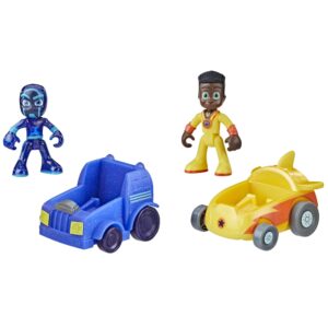 pj masks newton star vs night ninja battle racers preschool toy, vehicle and action figure set for kids ages 3 and up