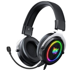 edonka gaming headset x 10, noise canceling gaming headphones with rgb light,7.1 surround sound crystal clear mic for ps5, ps4, xbox one, pc, mac