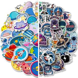 lzbrdy 100 pieces/set, astronaut alien rocket planet stickers for scrapbooking, cards, laptop, suitcase, diary, notebooks, album, journals, kids diy crafts