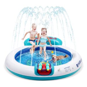 inflatable sprinkler pool for kids, outdoor summer sprinklers water toys for backyard yard lawn, toddler splash pad, baby swimming wading pool (classic edition)