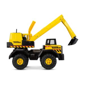 tonka steel classics, mighty excavator– made with steel & sturdy plastic, yellow friction powered, boys and girls, toddlers ages 3+, construction truck, toddlers, birthday gift, holiday