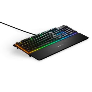 steelseries apex 3 rgb gaming keyboard – 10-zone rgb illumination – ip32 water resistant – premium magnetic wrist rest (whisper quiet gaming switch) - sp (spanish)