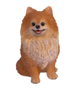 light brown pomeranian statue puppy dog realism lifelike real-life style hand-painted figurine home garden decor