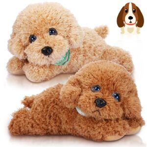 2 pcs plush stuffed golden poodle dog plush animals soft toy stuffed puppy adorable plush puppy toys for preschool birthday party supplies (toy poodle, 10.6 inch)