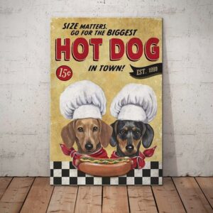 dachshund dog metal sign hot dog in town metal tin plaque art wall metal poster decoration home office cafe bar garden garage men cave gift