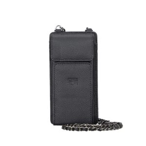 bouletta crossbody bag cellphone purse for women-leather zipper shoulder wallet with phone pocket and chain strap 4 card slots small