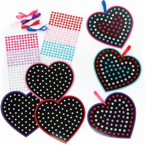 baker ross heart gem art decoration kits-pack of 5, valentines crafts for kids (fc463), assorted