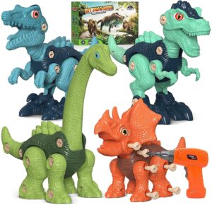 dmsbuy take apart dinosaur toys for kids building toy set with electric drill construction engineering play kit stem learning for boys girls age 3 4 5 year old (take apart dino)