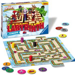 ravensburger - spidey and his amazing friends labyrinth junior game | engaging brain teaser for kids | interactive puzzle game | ideal gift for boys and girls aged 4+