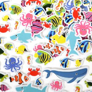 ready 2 learn foam stickers - sea life - pack of 168 - self-adhesive stickers for kids - 3d puffy ocean stickers for laptops, party favors and crafts