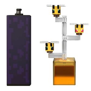 mattel minecraft bees action figure, 3.25-in, with 1 build-a-portal piece & 1 accessory, building toy inspired by video game, collectible gift for fans & kids ages 6 years & older