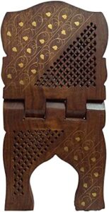 garden of arts wooden handmade quran geeta bible holder support stand reading book holder display folding religious prayer stand wooden holy book stand small size 12 inch