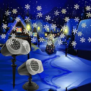 mis1950s christmas snowflake projector lights outdoor indoor, upgraded dynamic bright led snowfall show projector, waterproof garden decorative lighting xmas home party holiday patio decor (black)