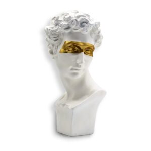 aboxoo david statue of greek statues for home decor,classic bust statue white and gold,resin figurines for office classic greek mythology decor, resin figurines for office shelf decor(white)