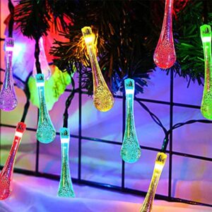 n / b solar string light, 30 led outdoor fairy light with shape of waterdrop lighting decor for home garden (multicolor)