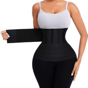 jangbe waist trainer for women with loop wrap around waist trainer plus size invisible workout waist trimmer for gym black