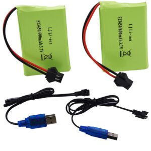 blomiky 2 pack 3.7v 600mah lithium rechargeable battery and 2 usb charger cable compatible with some remote control robot dog k9 battery 2