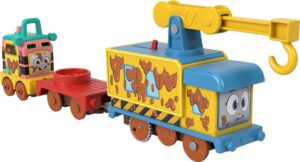 thomas & friends motorized toy set muddy fix ‘em up friends carly the crane & sandy the rail speeder for preschool pretend play kids ages 3+ years