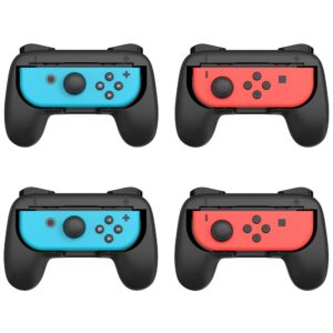 talk works nintendo switch + switch oled joy-con controller grips 4-pack - secure joy-con grip, extended trigger buttons, ergonomic design for comfort hold, secure fit for joy-con controllers - black