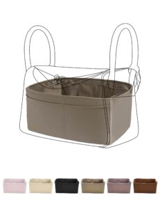 dgaz purse organizer insert，silk bag organizer，luxury handbag & tote shaper fits lindy 19/26/30/34 bags（etoupe grey，ld19）