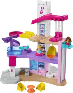 fisher-price little people barbie toddler toy little dreamhouse playset with music lights & figures for pretend play kids ages 18+ months​