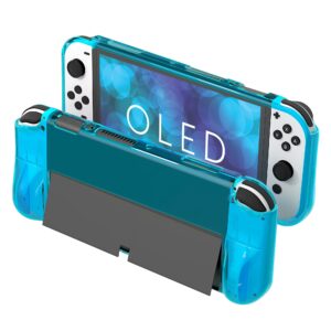 talk works nintendo switch oled case - protective fit durable tpu case designed for nintendo switch oled - non-slip secure holding grips, easy opening for kickstand - for comfortable gaming - blue